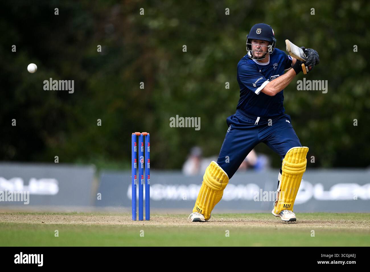 Radlett, UK, 28 August 2025. James Fuller of Hampshire batting during ...