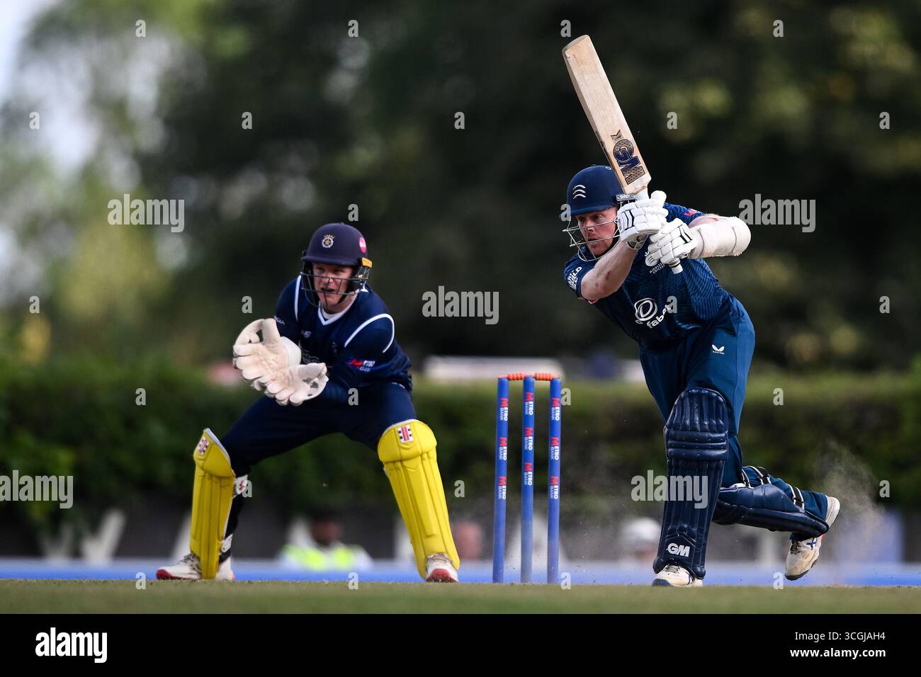 Radlett, UK, 28 August 2025. Sam Robson of Middlesex batting during the ...