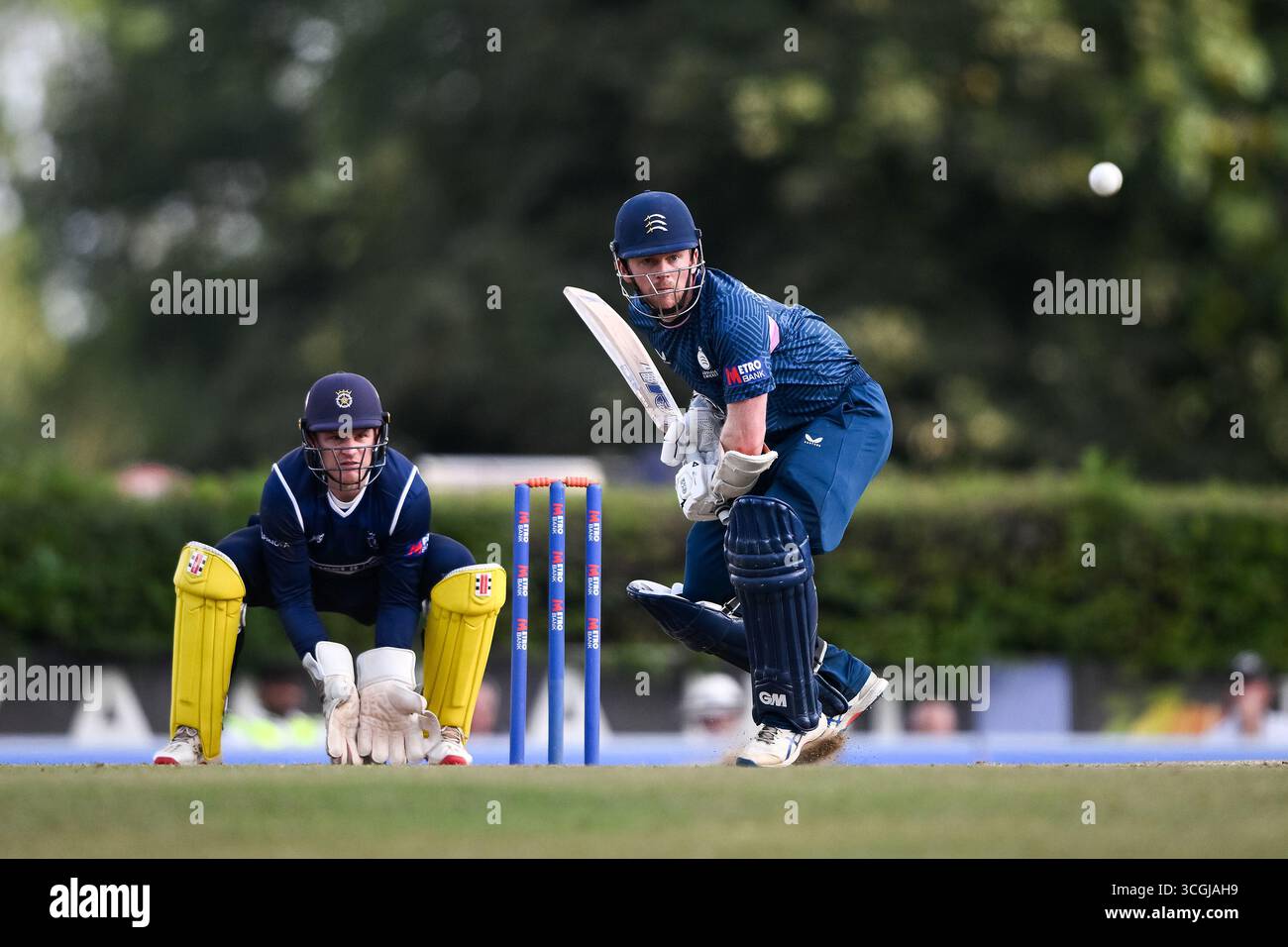 Radlett, UK, 28 August 2025. Sam Robson of Middlesex batting during the ...