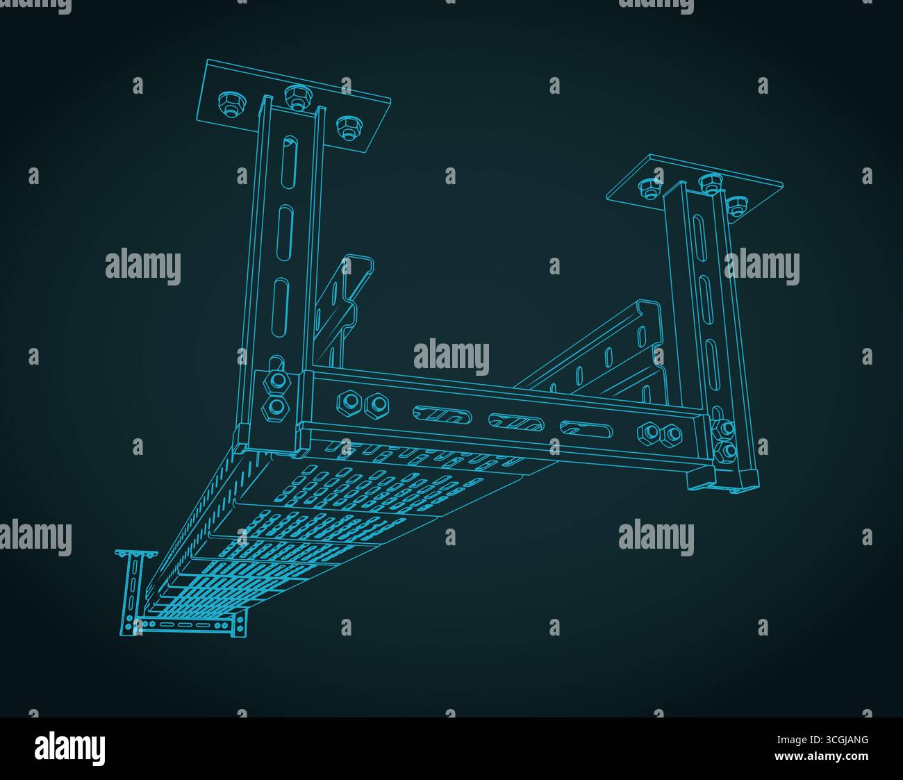 Cable tray system close up stylized vector illustration Stock Vector ...