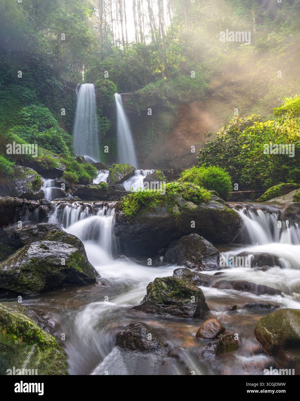 The natural beauty of waterfalls and rivers, where serene atmosphere ...