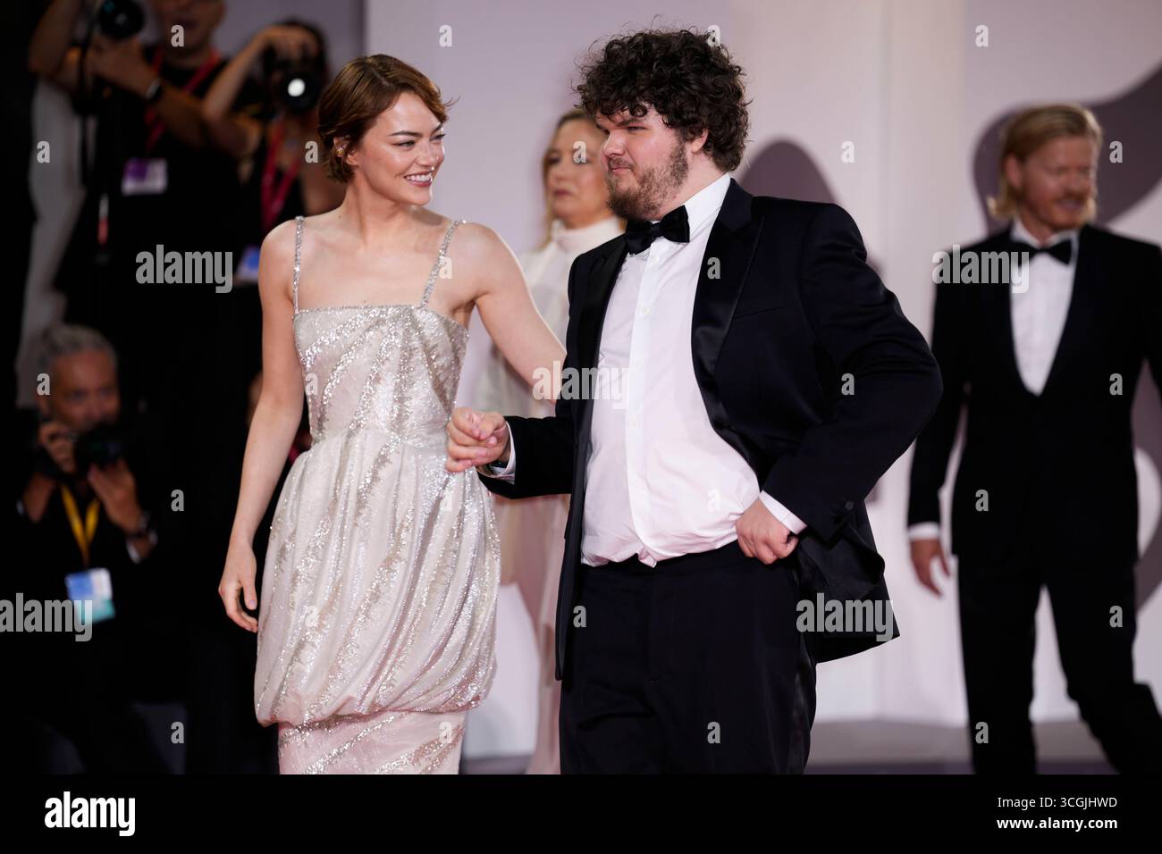 Venice Lido, Italy. 28th Aug, 2025. US actress Emma Stone and US actor ...