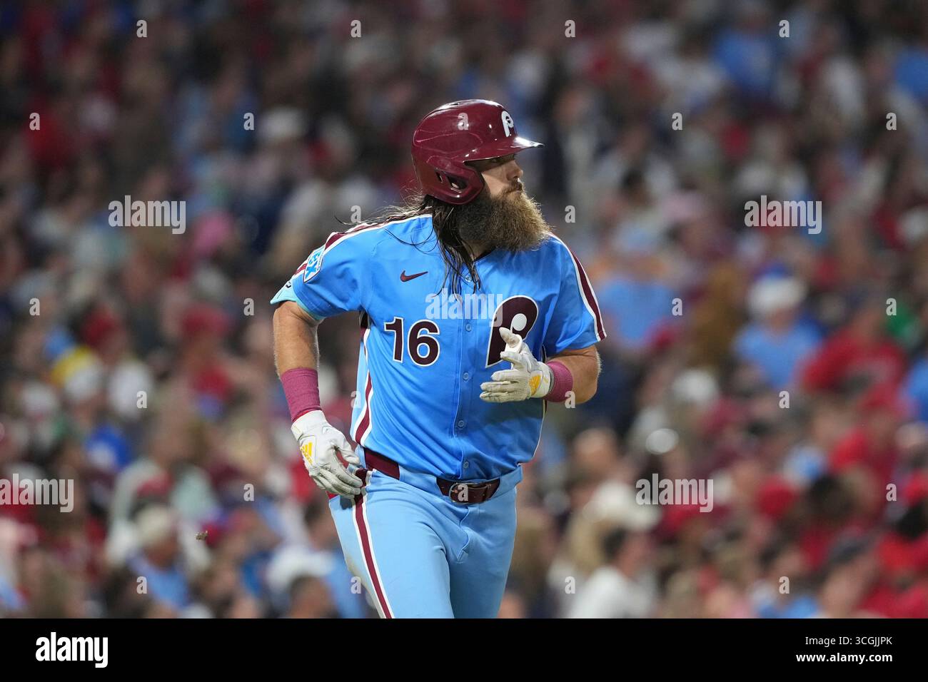 Philadelphia Phillies' Brandon Marsh plays during a baseball game ...