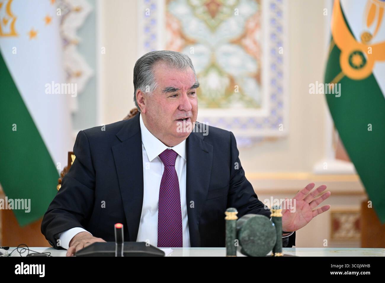 (250829) -- DUSHANBE, Aug. 29, 2025 (Xinhua) -- Tajik President Emomali ...