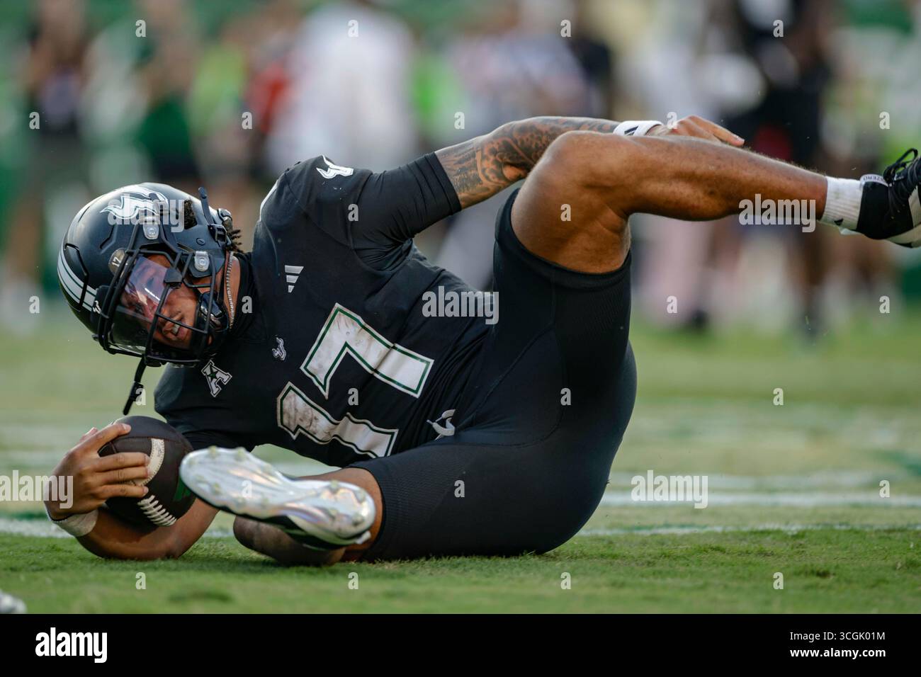 Tampa, FL USA; South Florida Bulls quarterback Byrum Brown (17) scores ...