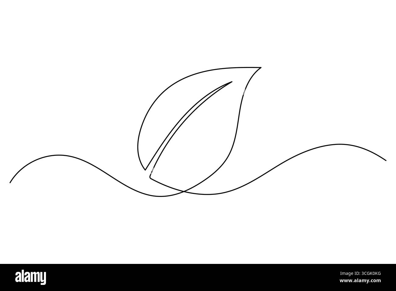 Continuous line drawing leaf vector minimal eco friendly botanical ...