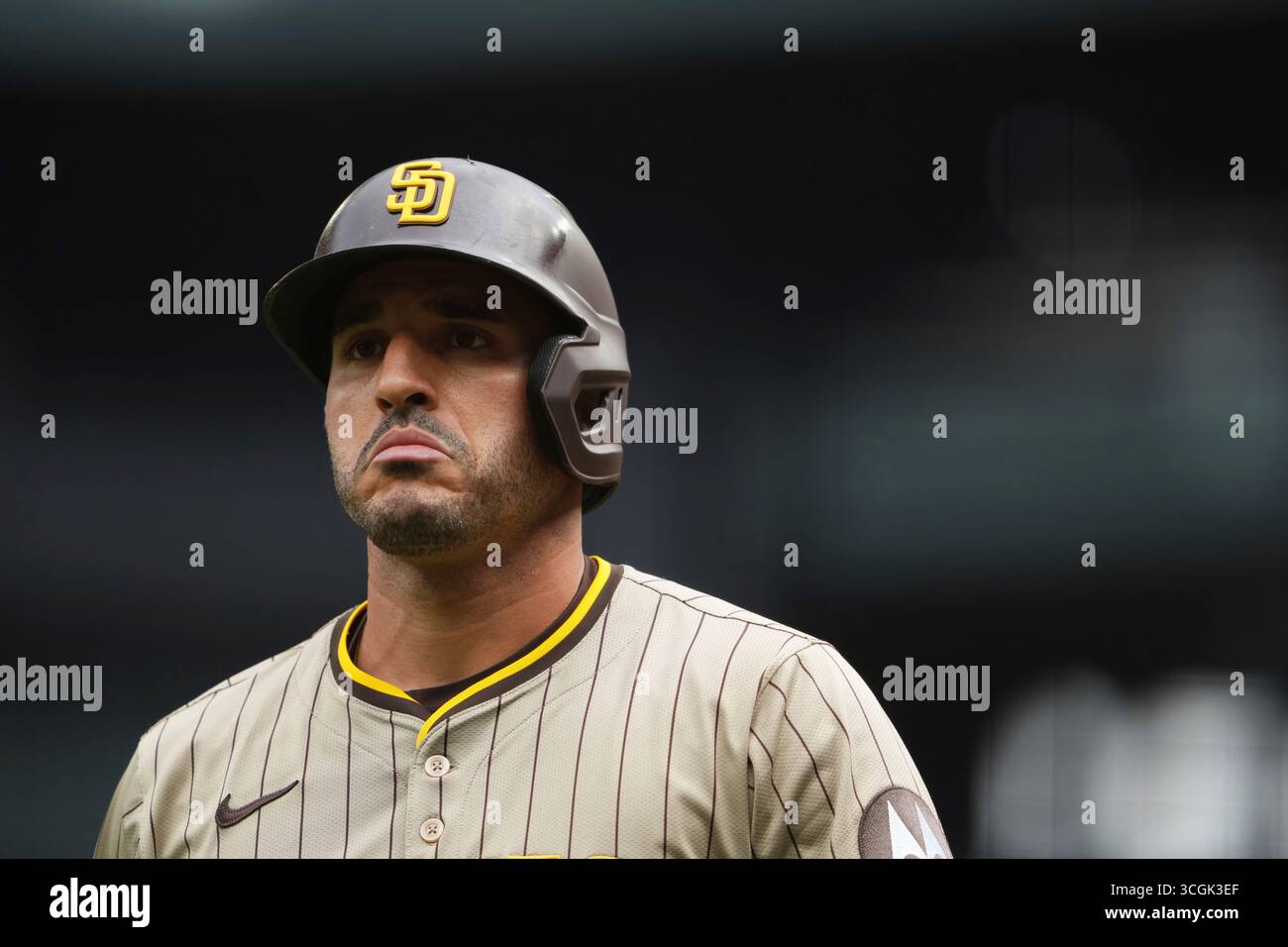 San Diego Padres' Ramon Laureano walks back to the dugout after ...