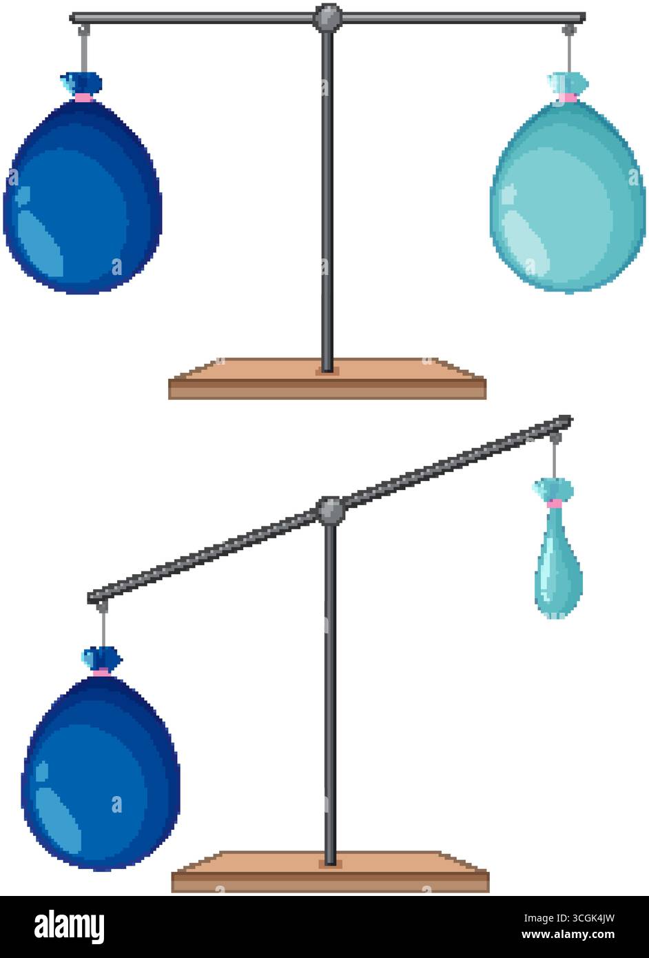 Colorful vector illustration of a balance scale with blue water ...