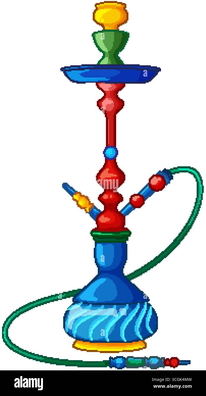 Bright vector hookah with ornate details, bold colors, clean lines, and ...