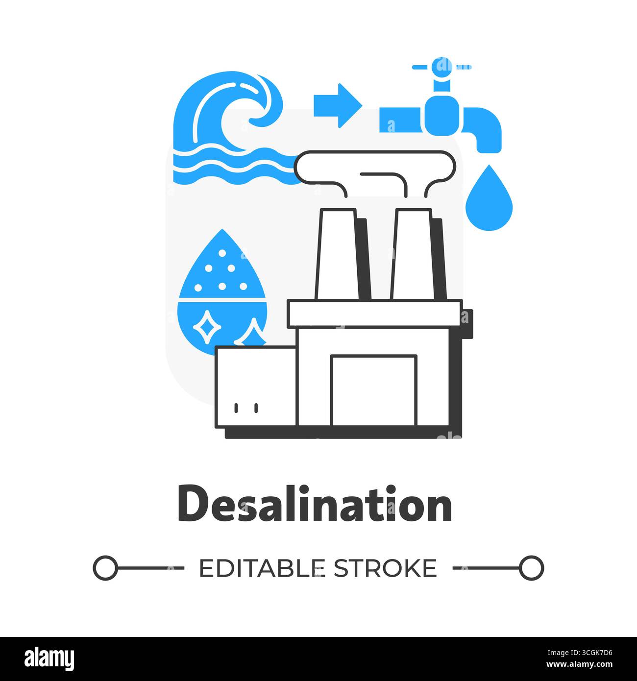 Desalination flat outline concept icon Stock Vector Image & Art - Alamy