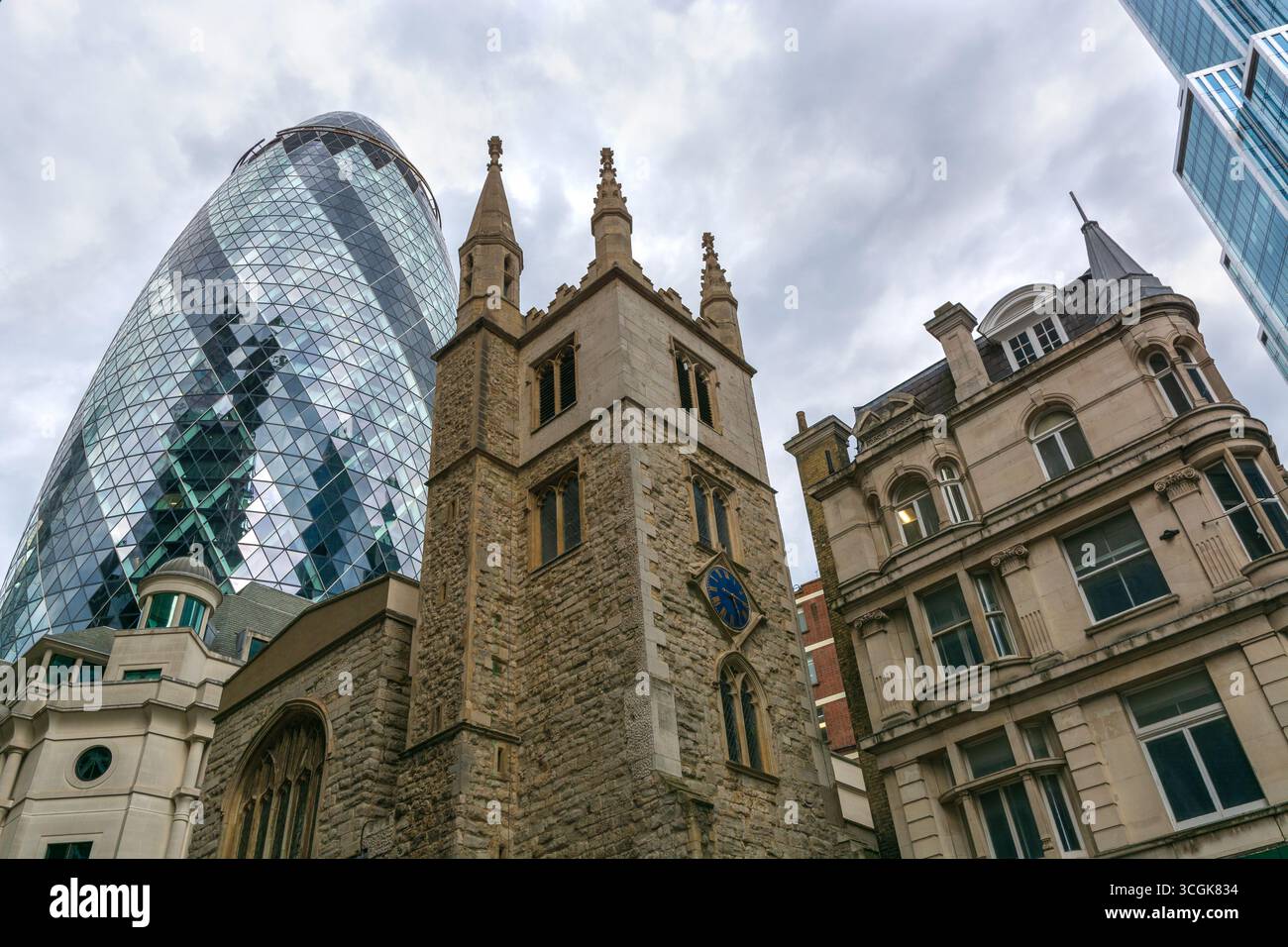 The Gherkin and St Andrew undershaft church, City of London, Financial ...