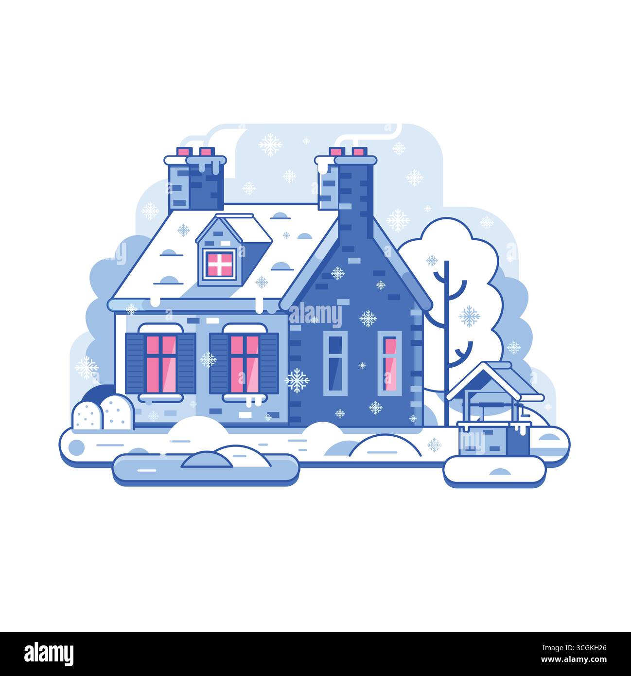 Snow on roof village Cut Out Stock Images & Pictures - Alamy