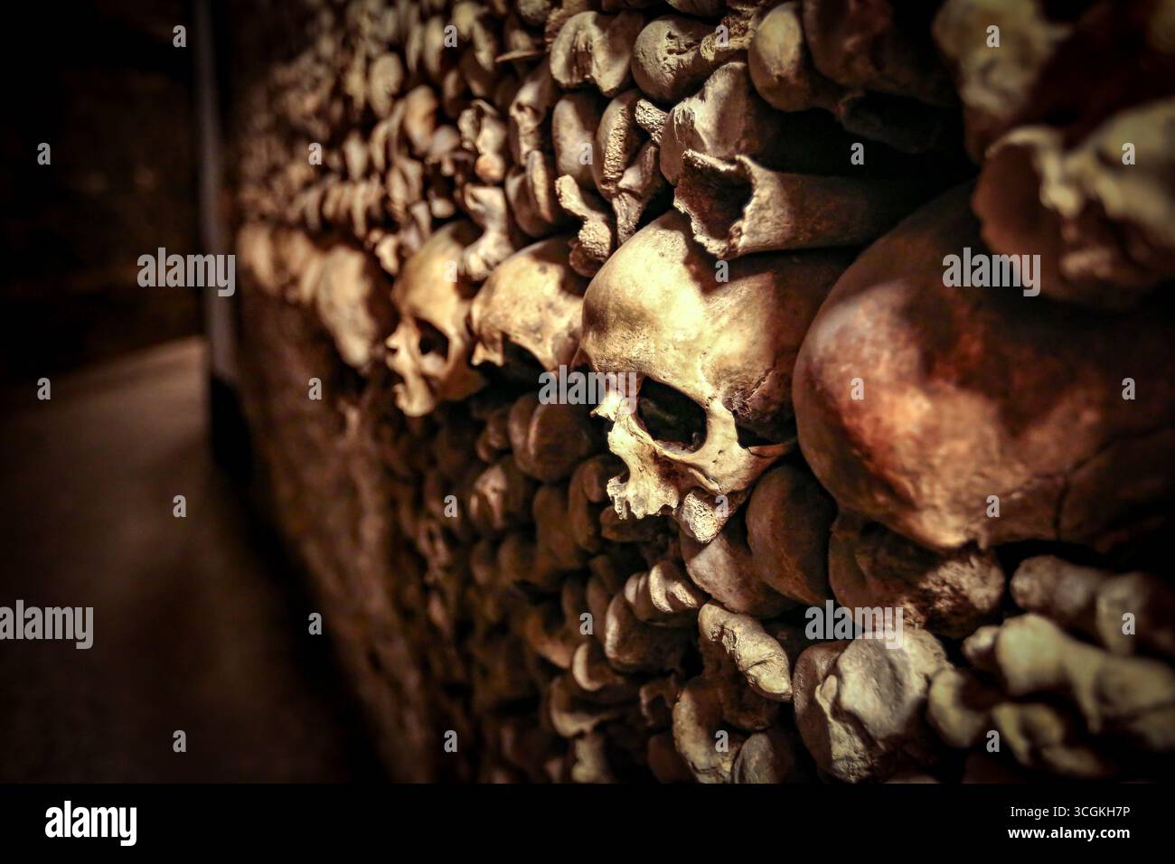 Bones & skulls in the famous Catacombs of Paris, France Stock Photo - Alamy