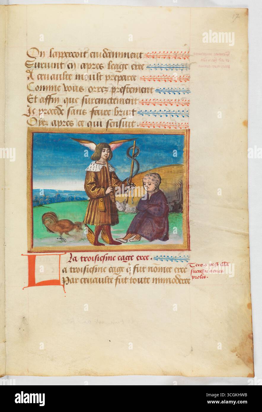 Page from a manuscript of the poem Satyre Megere by Antitus Faure, who ...