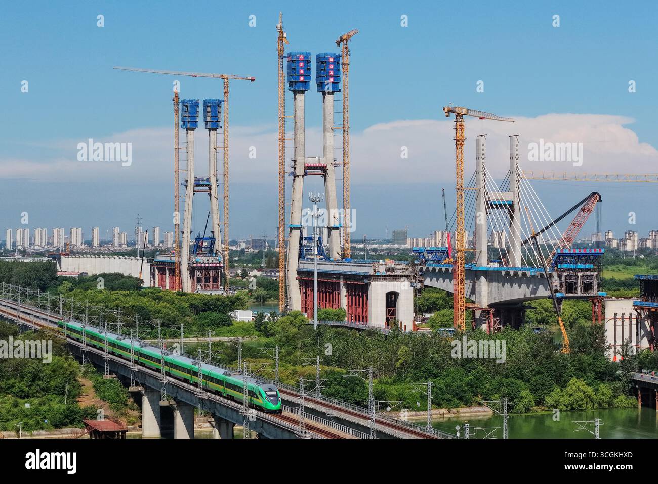 Aerial photo shows the construction site of Shanghai-Chongqing-Chengdu ...