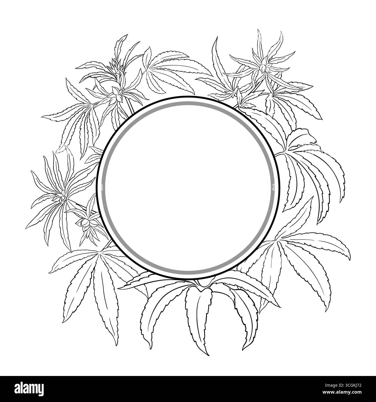 Hemp plant leaves outline Stock Vector Images - Alamy