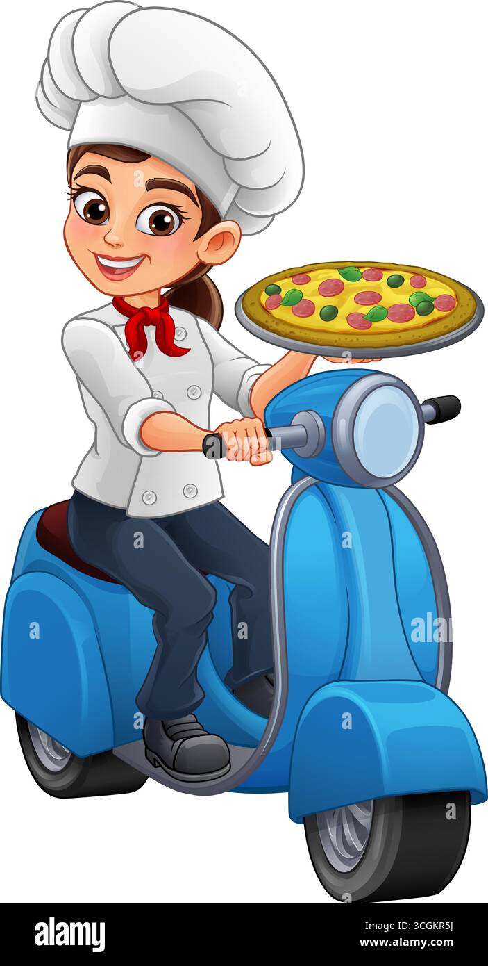 Female courier delivering food Cut Out Stock Images & Pictures - Alamy