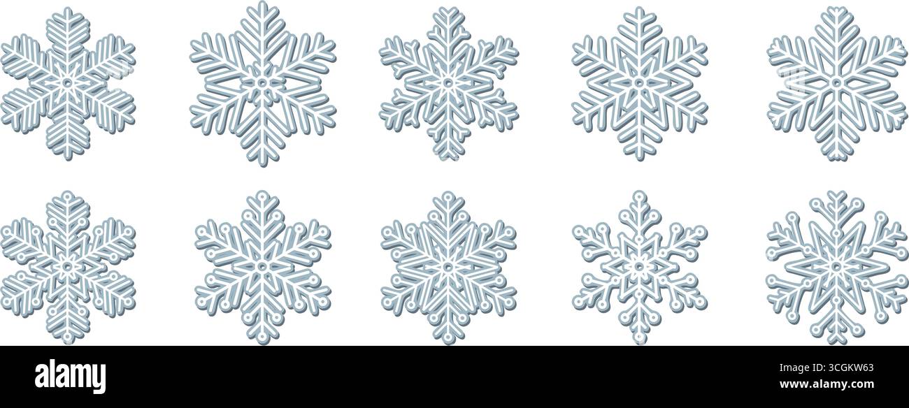 set of snowflake icons isolated vector illustration Stock Vector Image ...