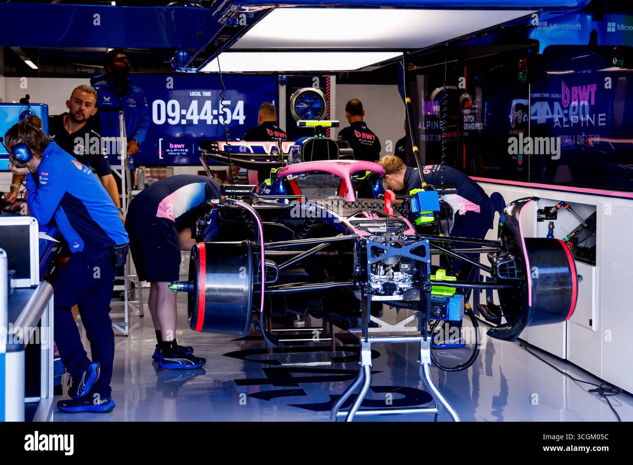 BWT Alpine F1 Team mechanics prepare Franco Colapinto's car during the ...