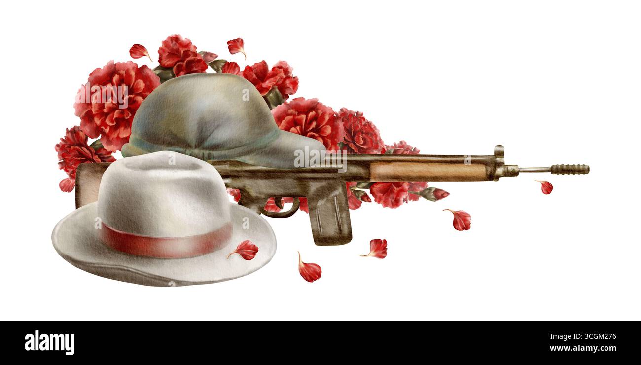 Carnation Revolution 25 april 1974 in Portugal,where civilian hat ...