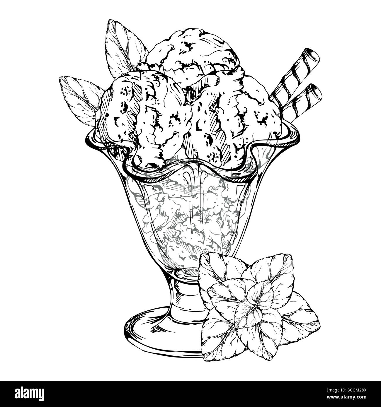 Cookie cream ice on Black and White Stock Photos & Images - Alamy