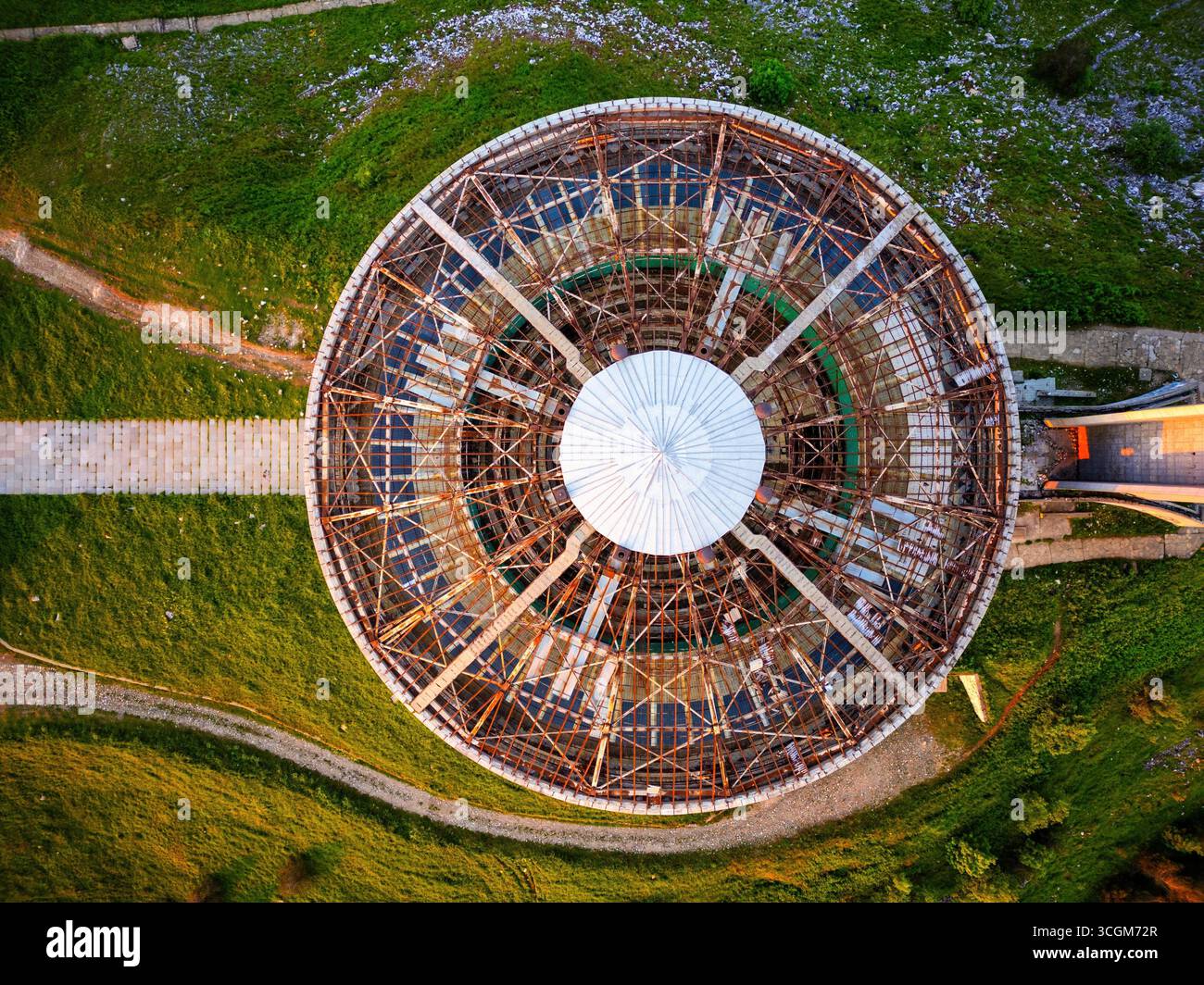 Buzludzha Monument dome drone top view, in Bulgaria Stock Photo - Alamy