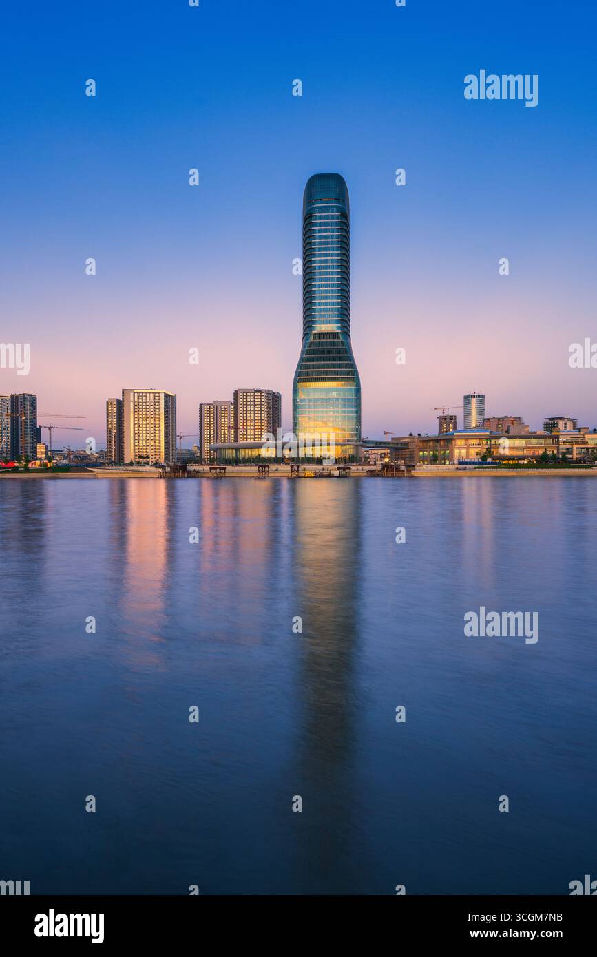 Belgrade waterfront reflecting on Sava river in Belgrade, Serbia Stock ...