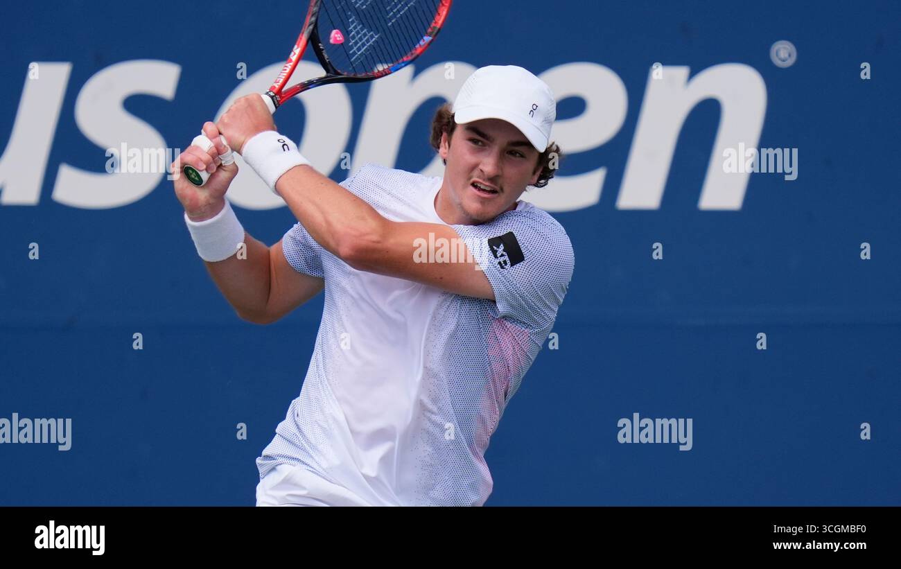 Joao Fonseca, of Brazil, during the first round of the U.S. Open tennis ...