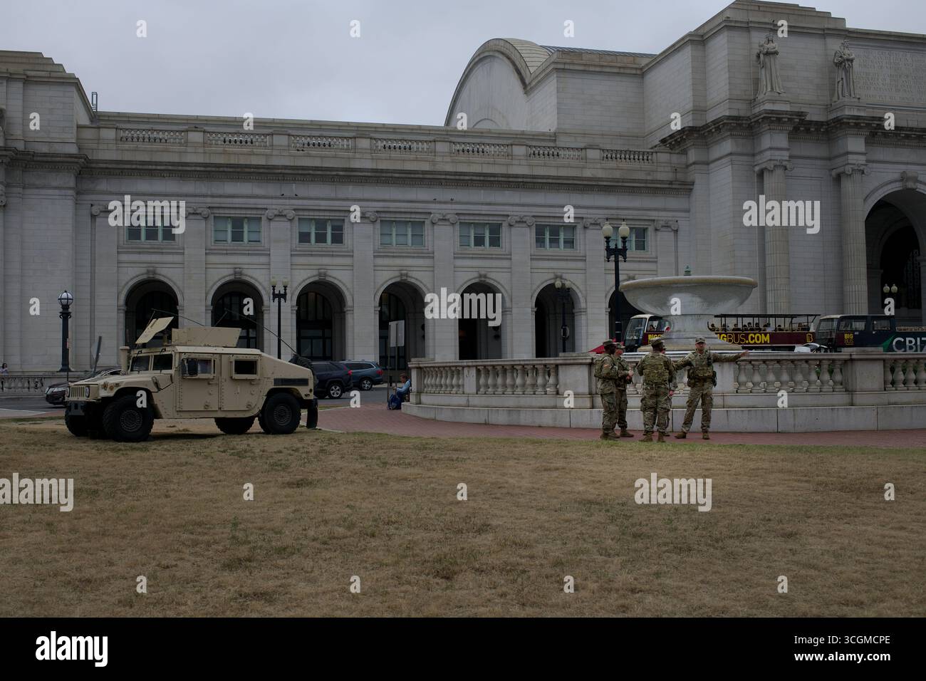 National Guard troops and military vehicles outside Union Station DC ...