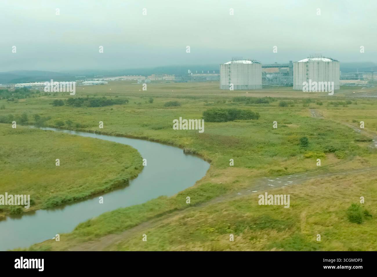 Liquefied natural gas plant in the Sakhalin industrial port Stock Photo ...