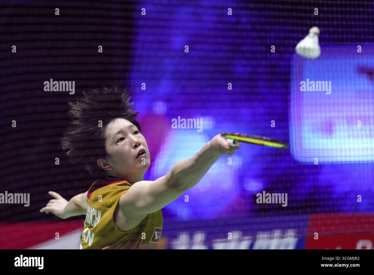 Japan's Akane Yamaguchi plays China's Yue Han during their women's quarterfinal match of the ...