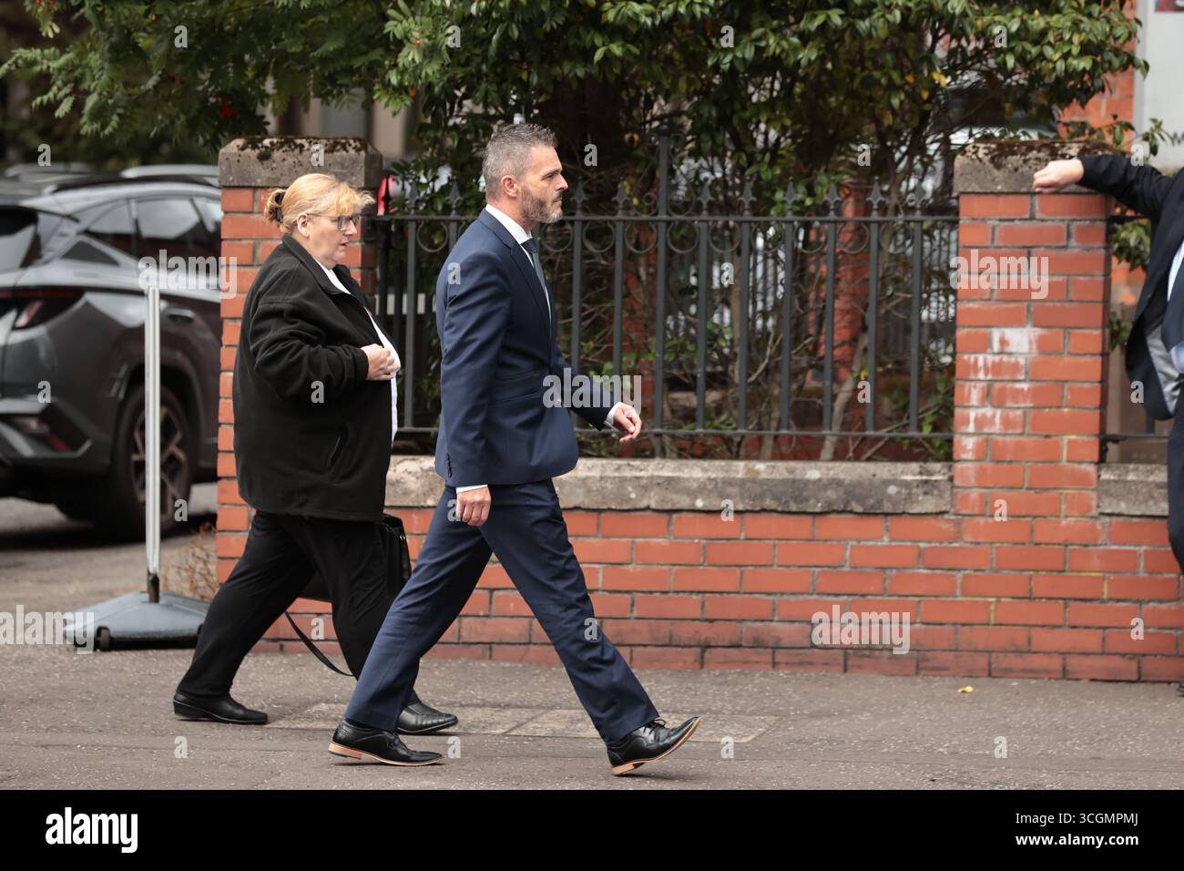 Robbie Butler (left) MLA for the Ulster Unionist Party (UUP) arrives at ...