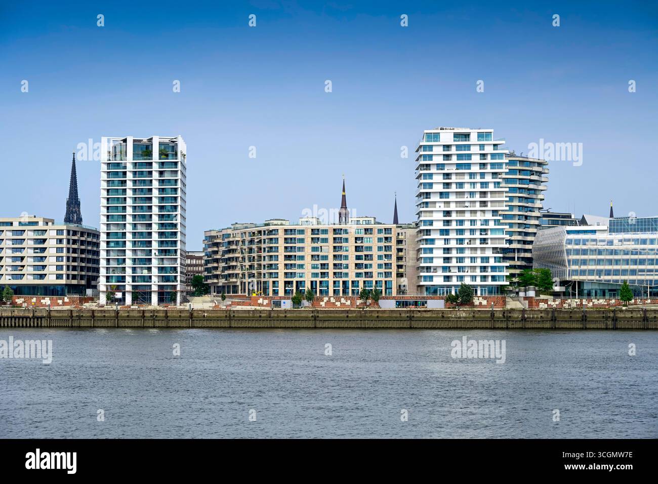 Modern residential building on strandkai in the hafencity of hamburg hi ...