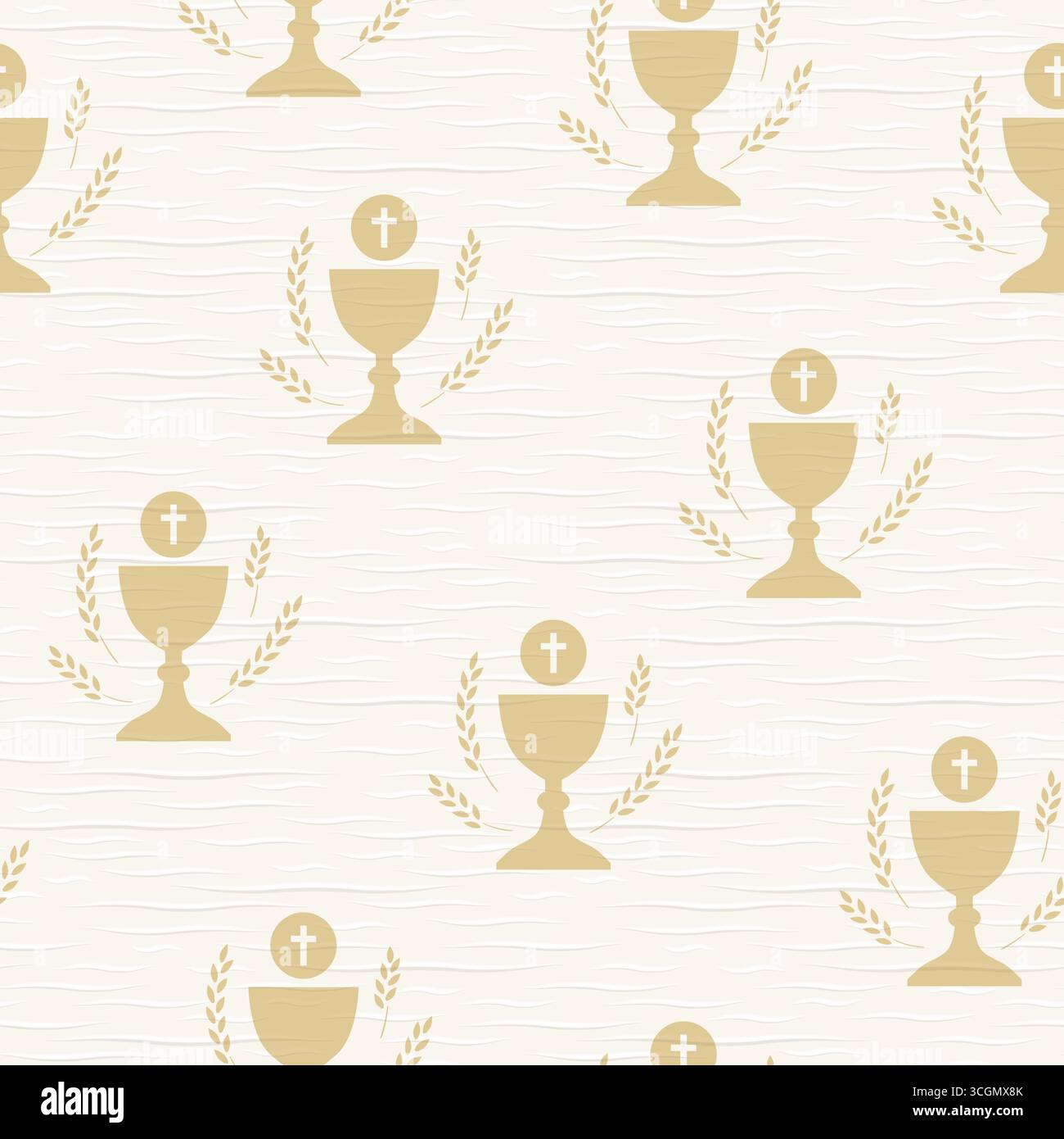 seamless paper texture with holy communion symbol, chalice with waffer ...