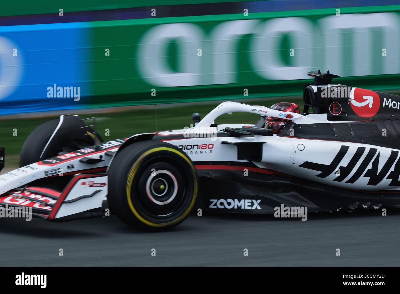 Haas driver Esteban Ocon of France in action during the first practice ...
