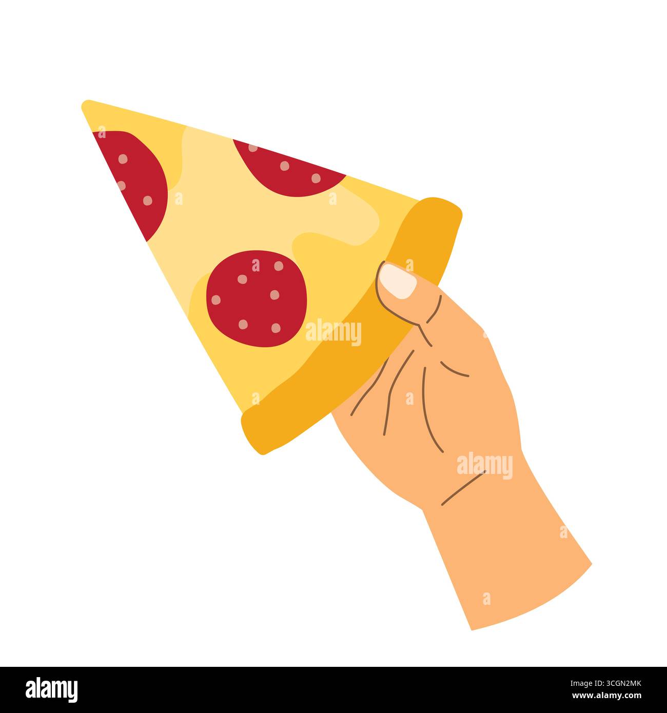 hand holding slice of pizza- vector illustration Stock Vector Image ...