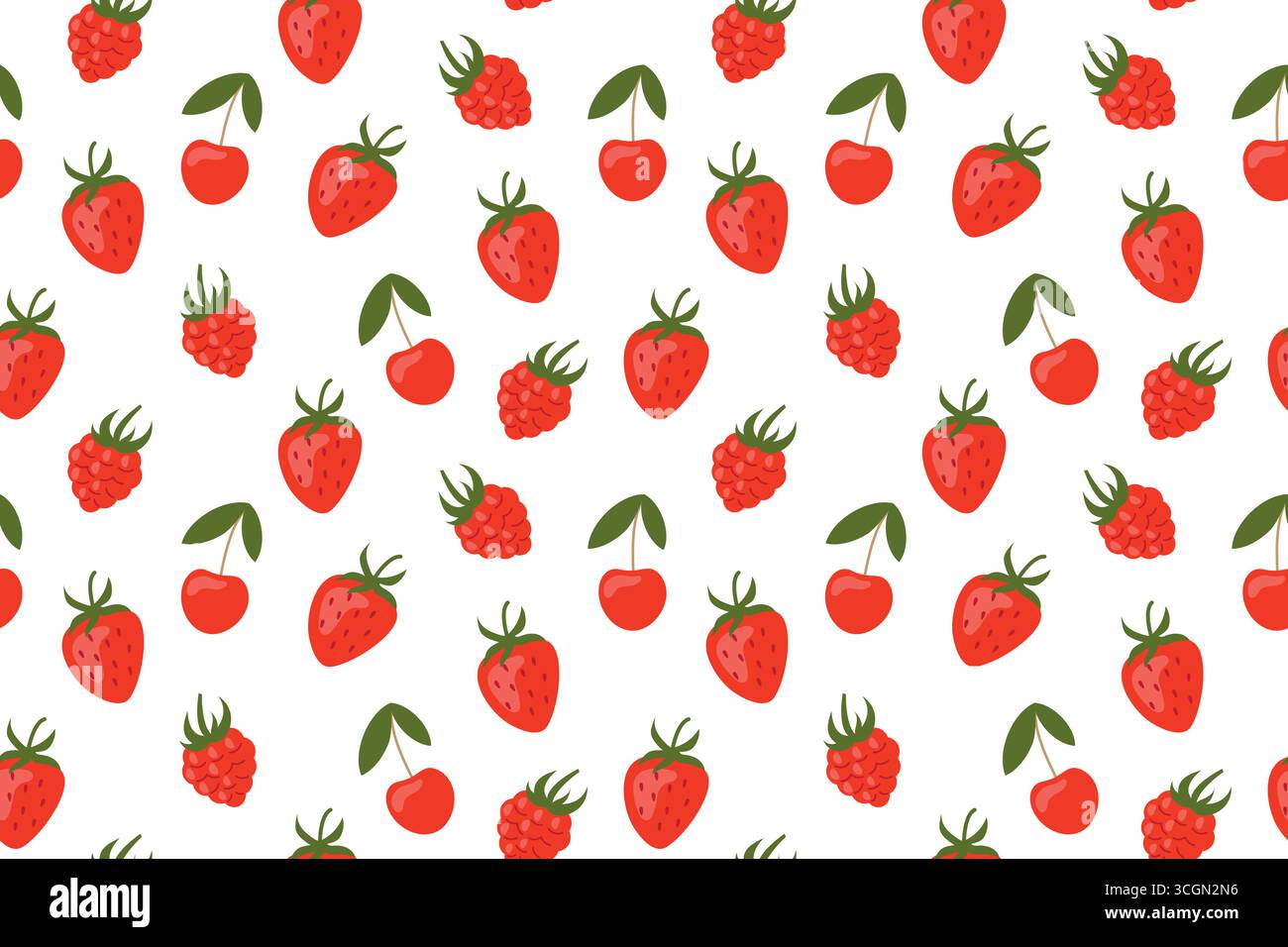 seamless summer pattern with strawberry, raspberry and cherry fruits ...