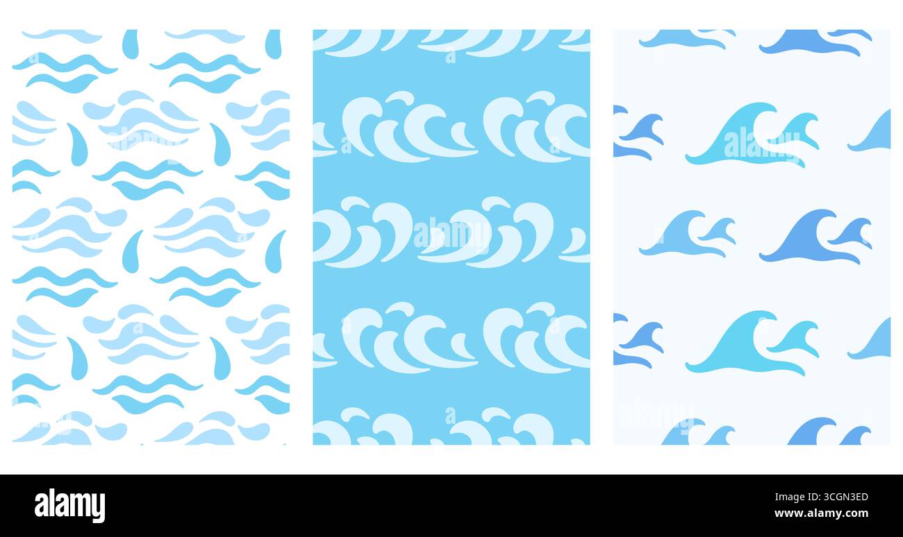 Abstract blue ocean waves cover backgrounds set Stock Vector Image ...