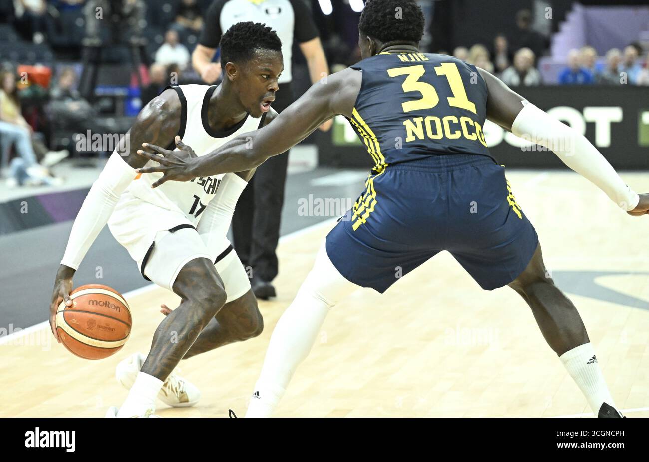 Sweden's Barra Njie (R) and Germany's Dennis Schröder during the ...