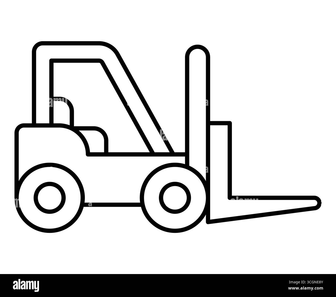 Simple outline of a forklift ideal for illustration. This white ...