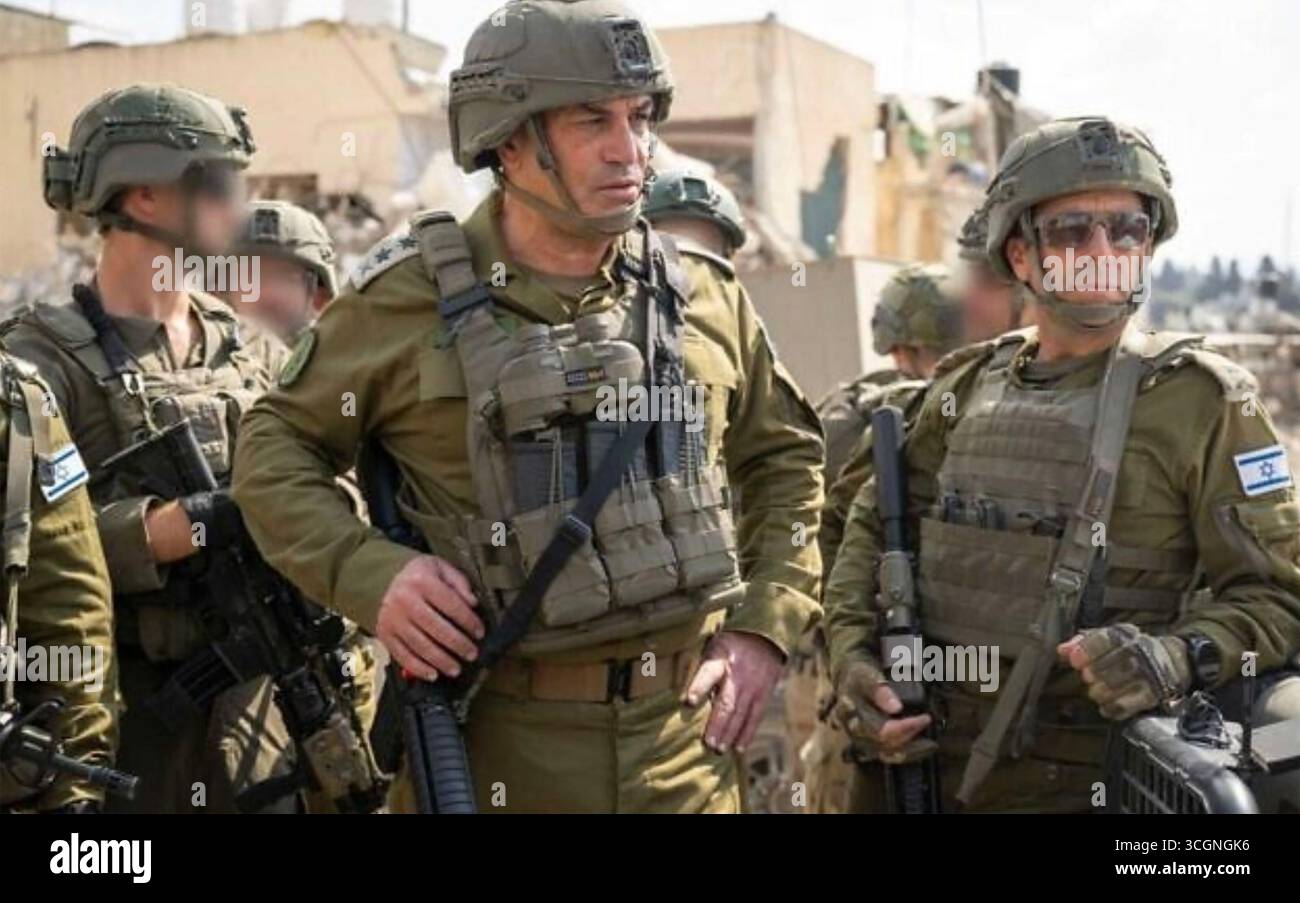 Lt. Gen EYAL ZAMIR, IDF Chief of Staff, with officers in the West Bank ...