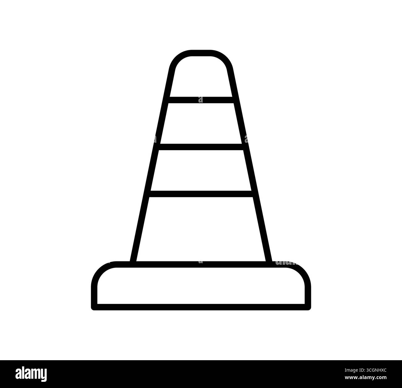 This image features a simple outline of a traffic cone, ideal for use ...