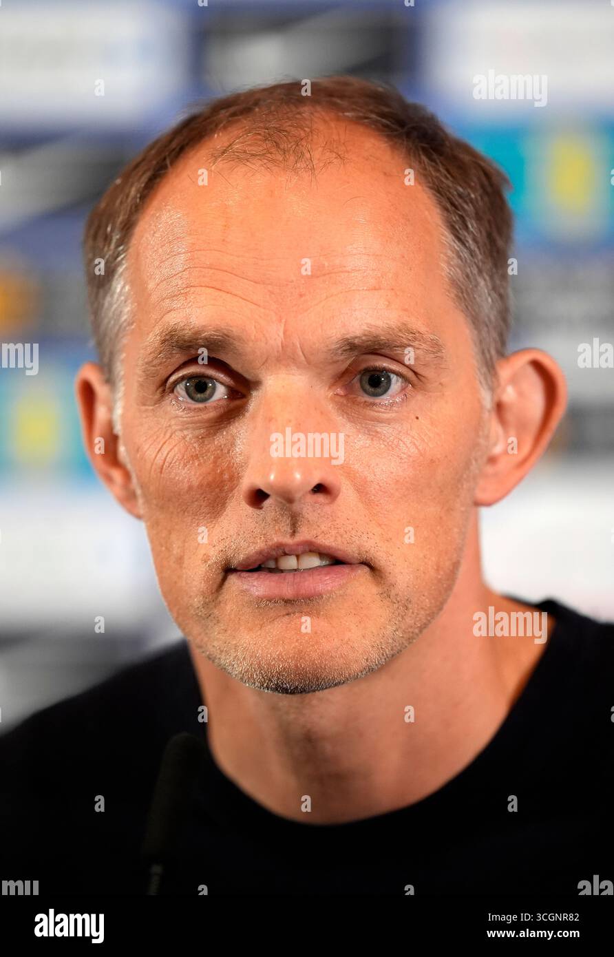 England manager Thomas Tuchel during a media conference at the Hilton ...