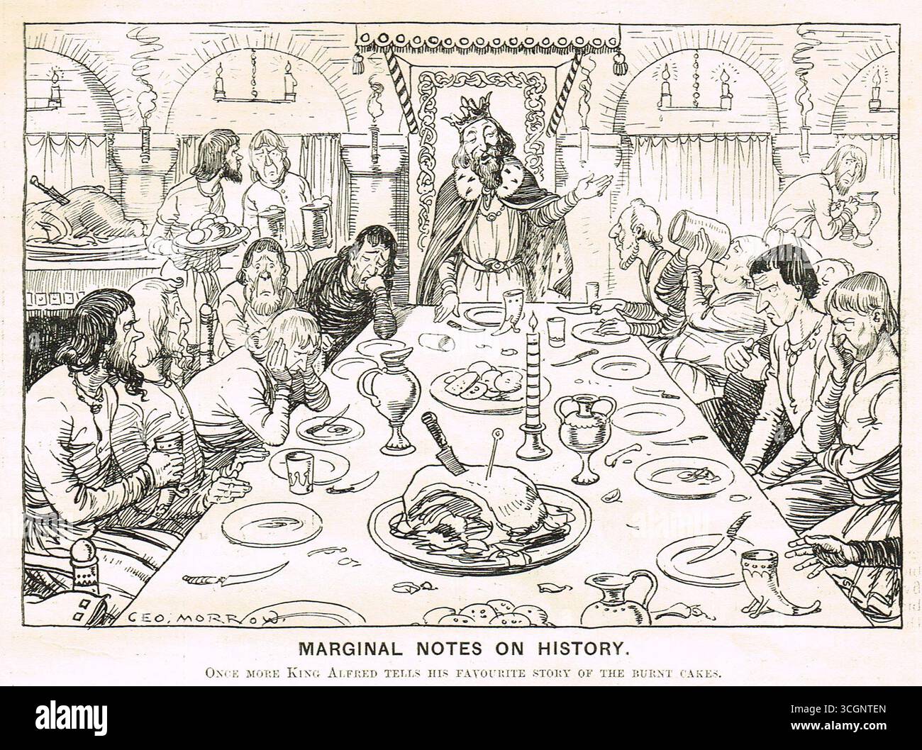 Punch cartoon of 1912 captioned "Once more King Alfred tells his ...