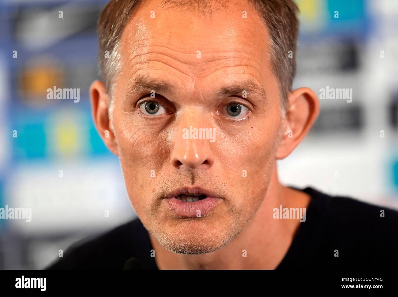 England manager Thomas Tuchel during a media conference at the Hilton ...