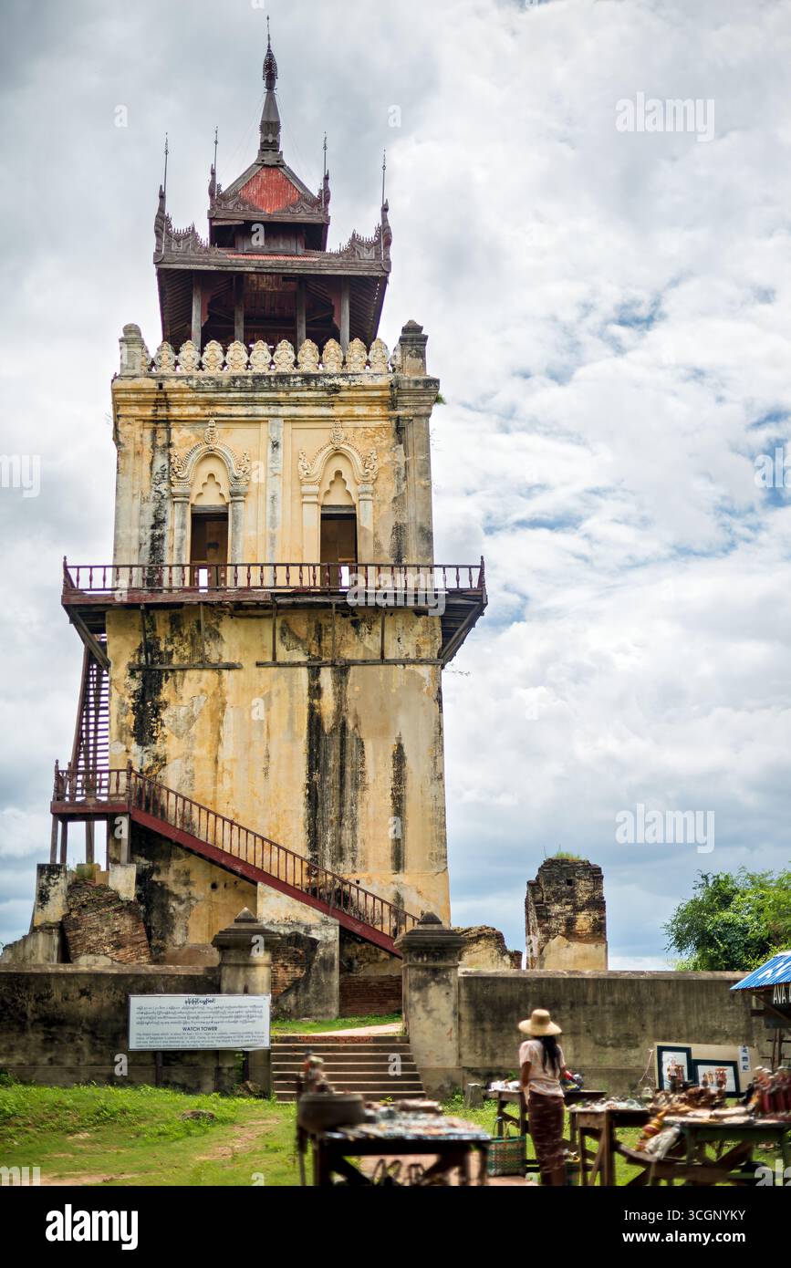 Leaning Watch Tower 90 Feet Tall Bagyidaw Palace 1822 Amarapura Myanmar ...
