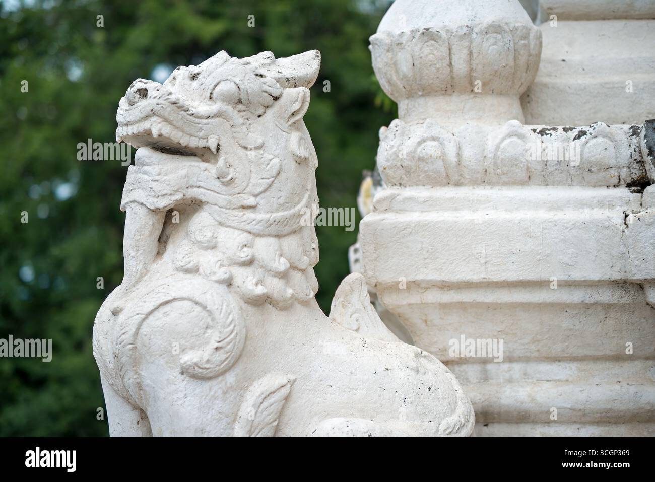 Maha Aung Mye Bon San Monastery Chinthe Stone Statue Amarapura Myanmar ...