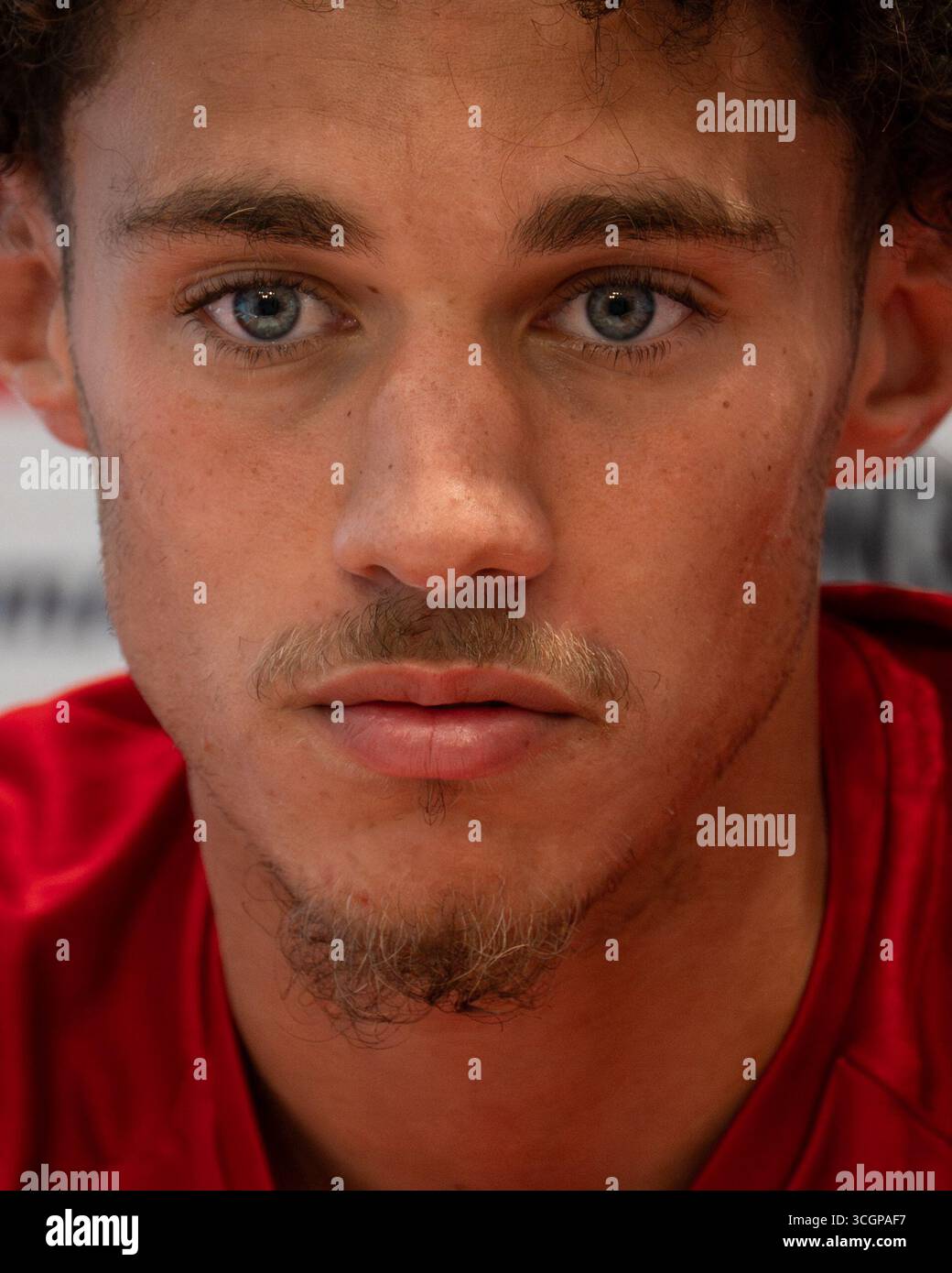 Maghnes Akliouche seen during press conference at AS Monaco training ...
