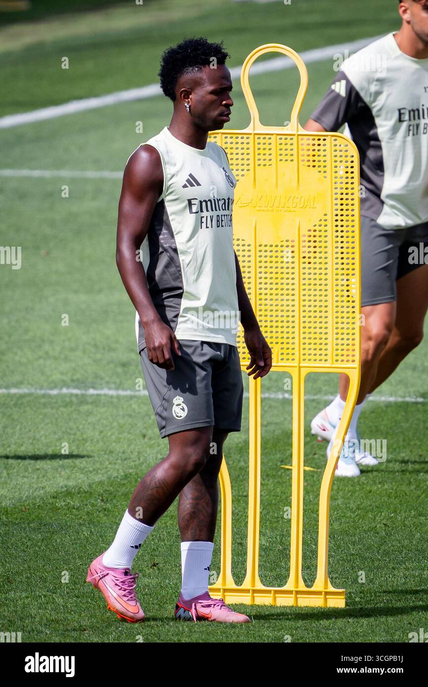 Vinicius Junior of Real Madrid seen in action during the training ...