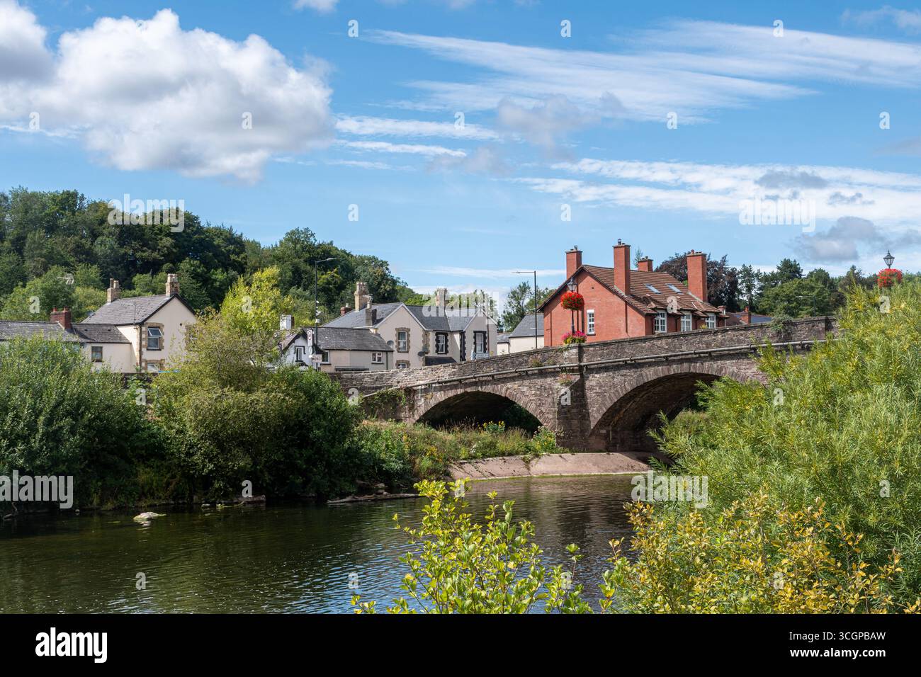 View of the Usk Bridge built in the 18th century over the River Usk ...